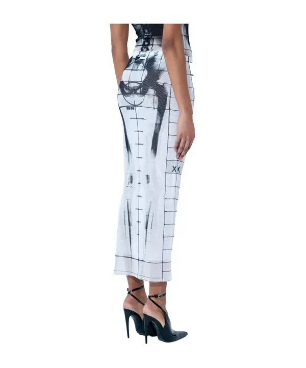 JEAN PAUL GAULTIER Squeletor" Printed Mesh Skirt - Multicolor
