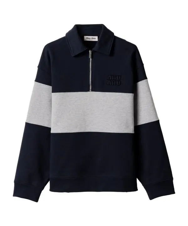 Miu Miu Two-toned Long-sleeved Polo Shirt