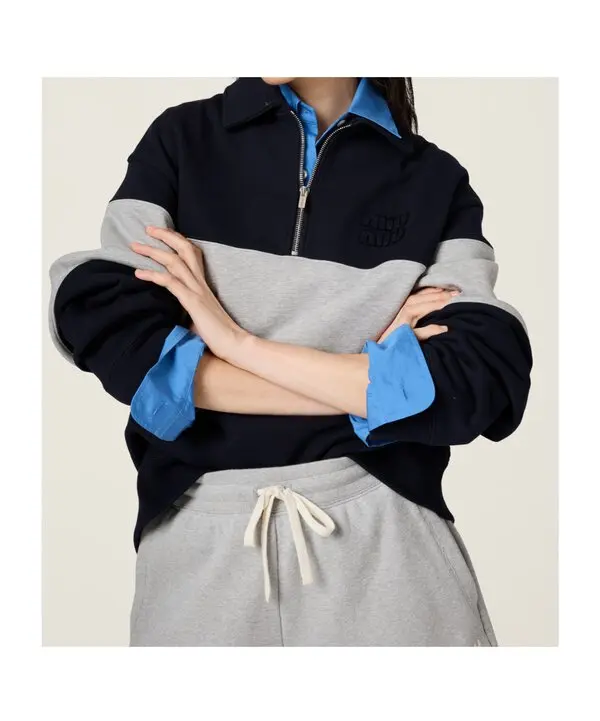 Miu Miu Two-toned Long-sleeved Polo Shirt