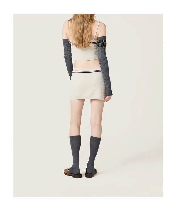 Miu Miu Cropped Knit Top - White