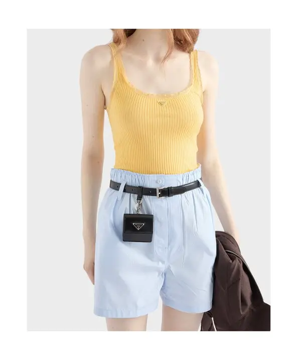 Prada Lace-detailed Ribbed Tank Top