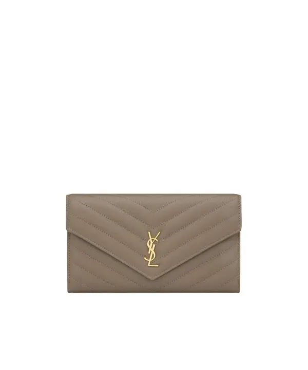 Saint Laurent Large Flip Wallet - Light Brown