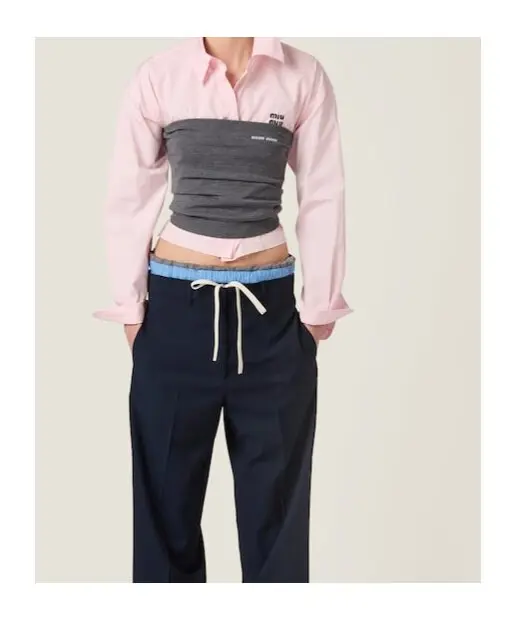 Miu Miu Wool Knit Tube Top With Logo Patch