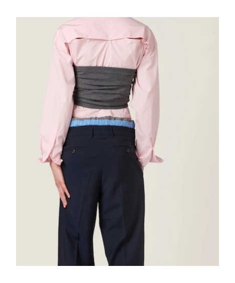Miu Miu Wool Knit Tube Top With Logo Patch