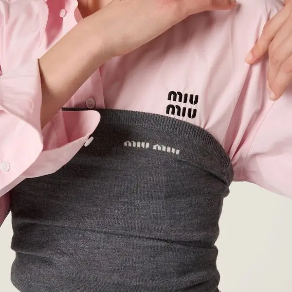 Miu Miu Wool Knit Tube Top With Logo Patch