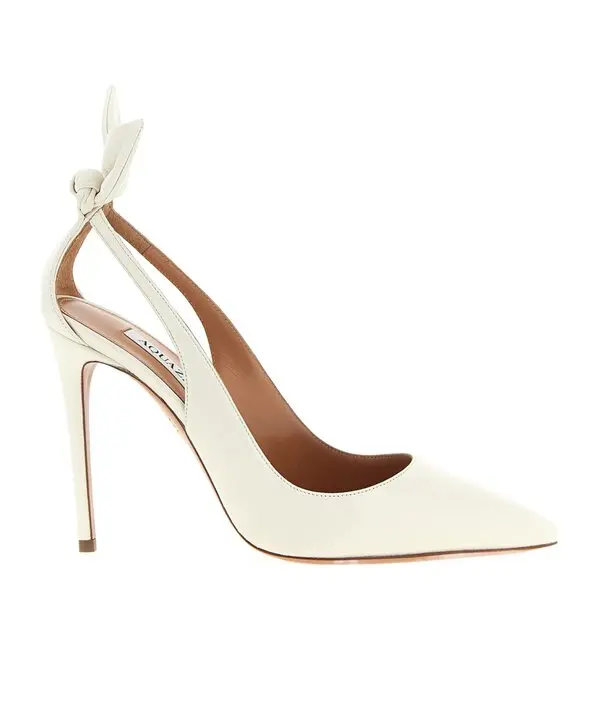 AQUAZZURA Bow Tie Cutout Heeled Pumps - White