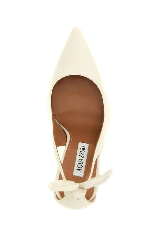 AQUAZZURA Bow Tie Cutout Heeled Pumps - White