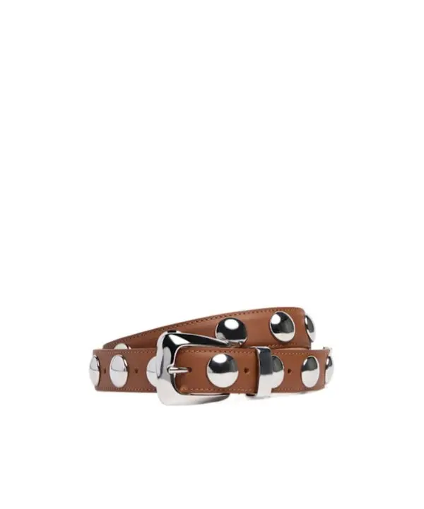 Khaite Benny Studded Leather Belt - Brown