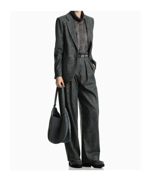 Emporio Armani Pleated Check Flannel Trousers