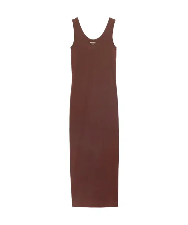 Prada Logo-triangle Sleeveless Knitted Dress