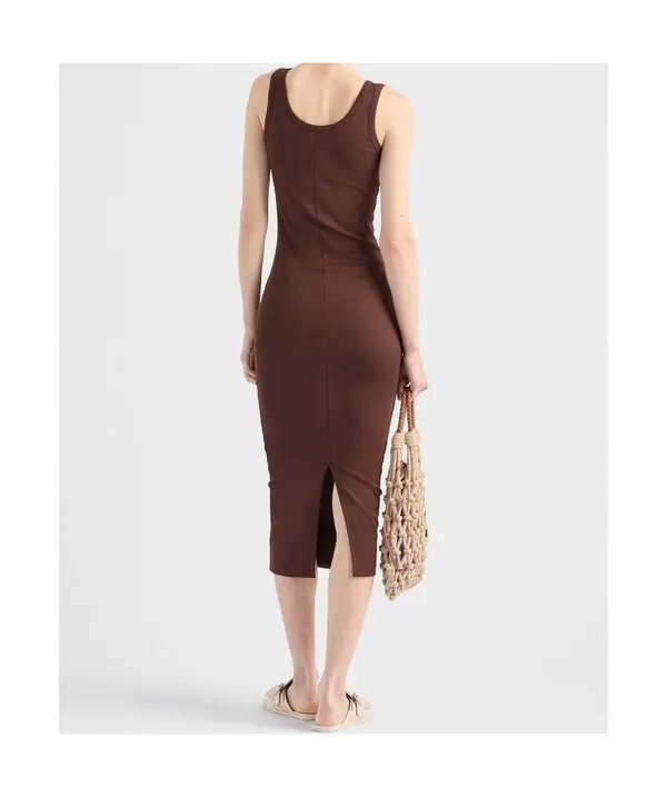Prada Logo-triangle Sleeveless Knitted Dress