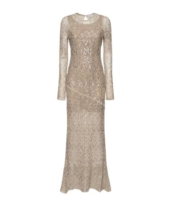 Brunello Cucinelli Sequined Long Dress - Nude