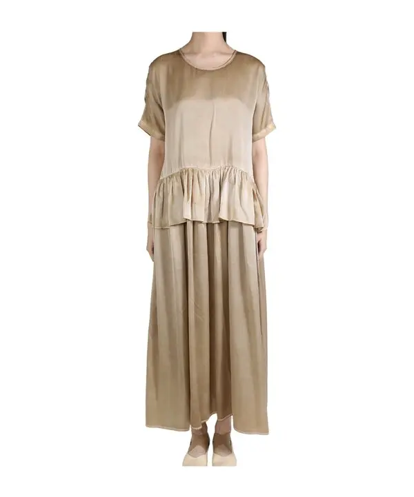 UMA WANG Short Sleeve Layered Maxi Dress - Nude