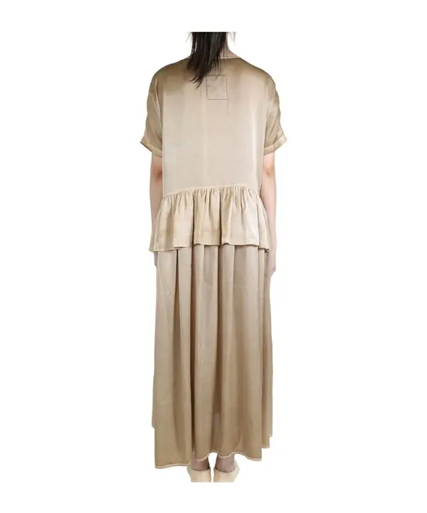 UMA WANG Short Sleeve Layered Maxi Dress - Nude