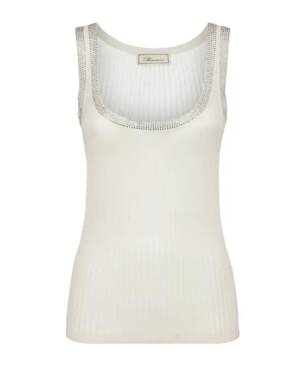 Blumarine Embellished Collar Knitted Tank Top