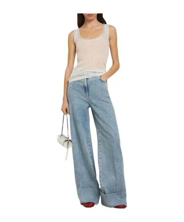 Blumarine Embellished Collar Knitted Tank Top