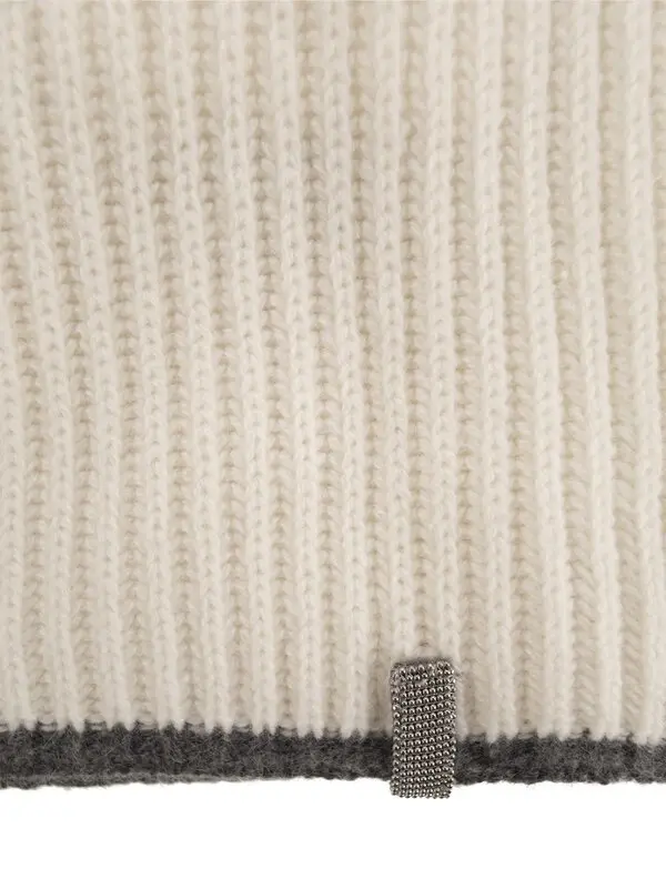 Brunello Cucinelli Logo Tag Ribbed Knit Scarf
