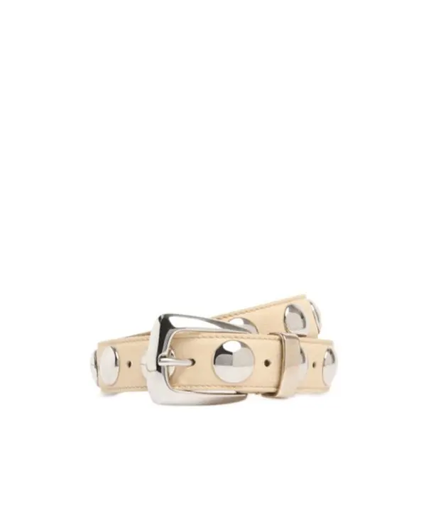 Khaite Benny Studded Leather Belt - Nude