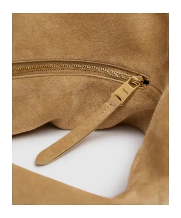 Khaite Medium Olivia Suede Hobo Bag - Nude