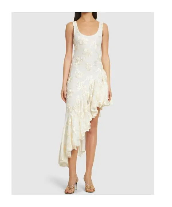 ROTATE BY BIRGER CHRISTENSEN Asymmetric Lace Ruffle Dress
