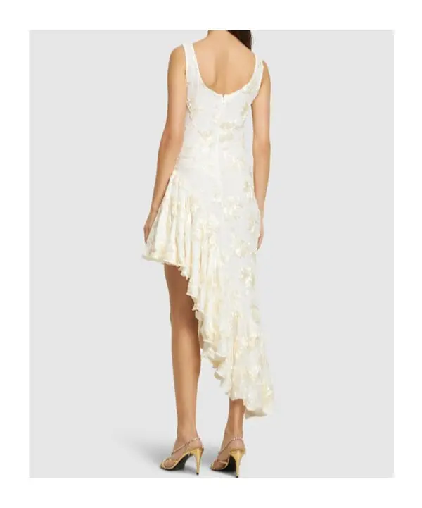 ROTATE BY BIRGER CHRISTENSEN Asymmetric Lace Ruffle Dress