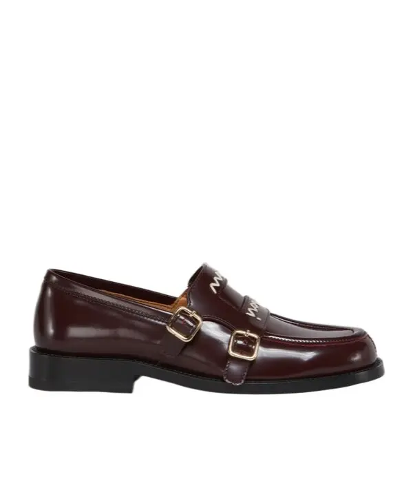 Marni Burgundy Leather Double Buckle Loafers