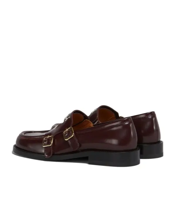 Marni Burgundy Leather Double Buckle Loafers
