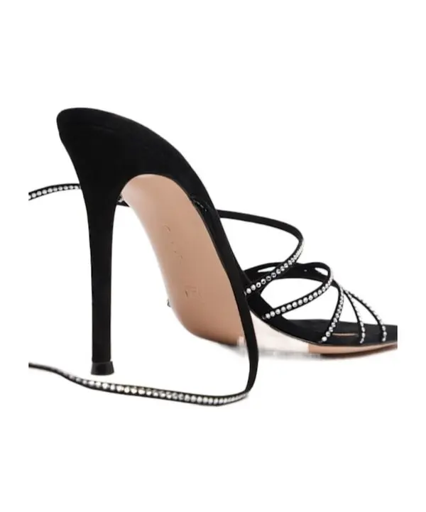 GIANVITO ROSSI Suede Crystal Embellished Sandals