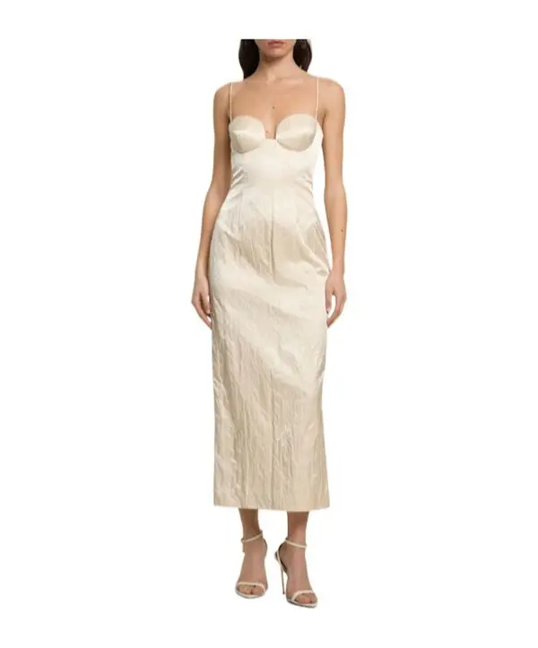 Magda Butrym Cotton Blend Midi Dress With Flower Appliqués