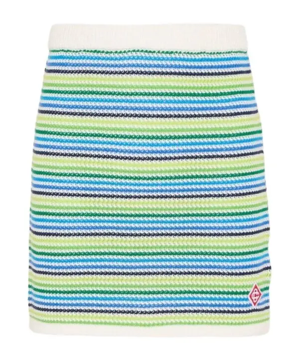 Casablanca Striped Elastic-waist Skirt - Blue