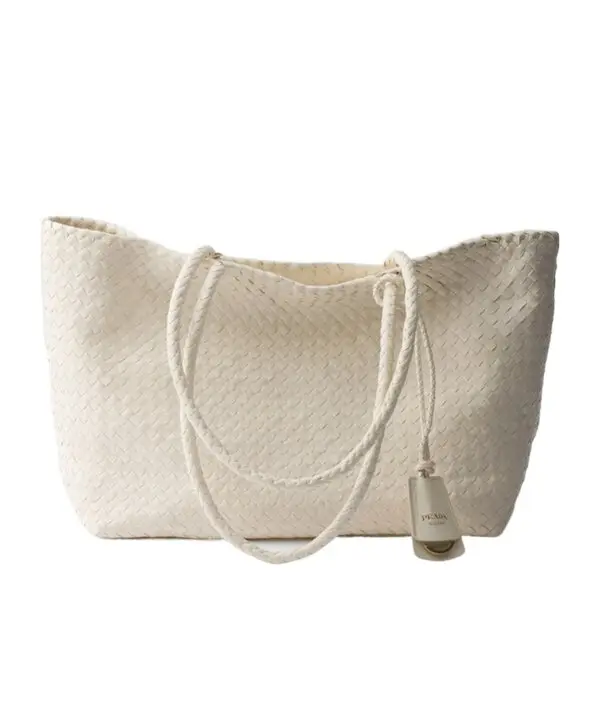 Prada Large Leather Tote Bag - White