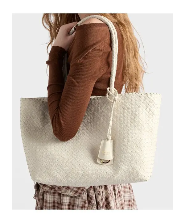 Prada Large Leather Tote Bag - White