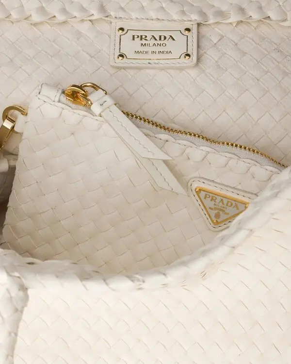 Prada Large Leather Tote Bag - White