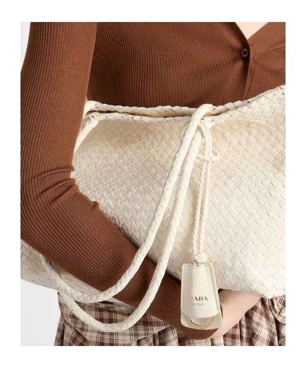 Prada Large Leather Tote Bag - White