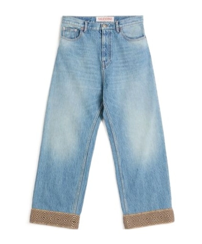 Valentino Garavani Logo Patch Wide Leg Jeans
