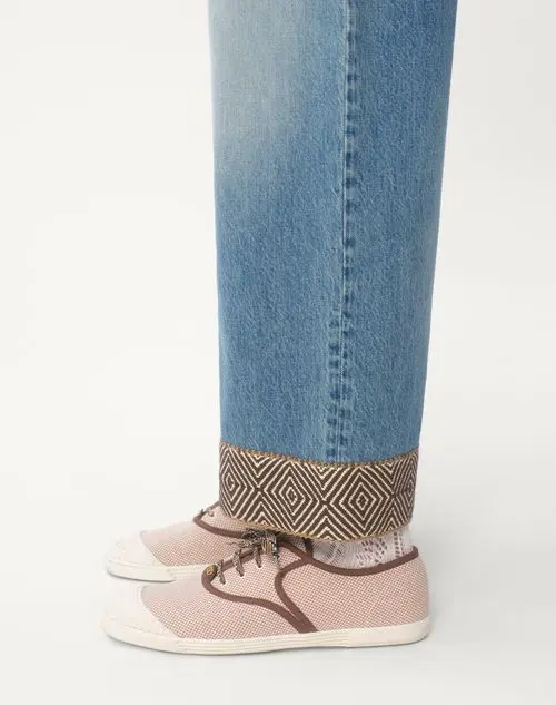 Valentino Garavani Logo Patch Wide Leg Jeans