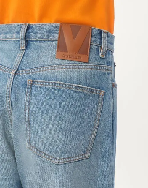 Valentino Garavani Logo Patch Wide Leg Jeans
