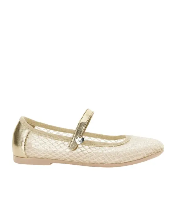 Monnalisa Heart Charm Strap Ballerinas