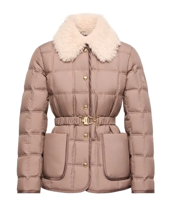 Moncler Cygnes Belted Short Down Jacket - Brown
