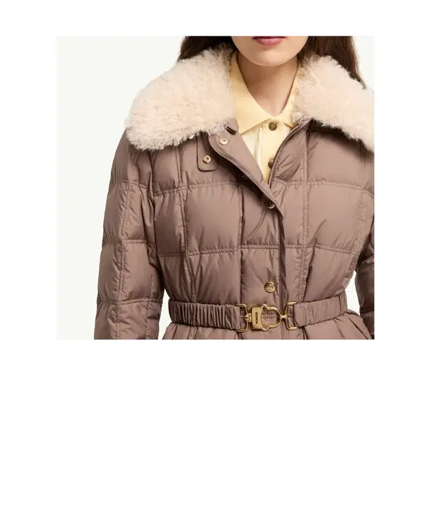 Moncler Cygnes Belted Short Down Jacket - Brown