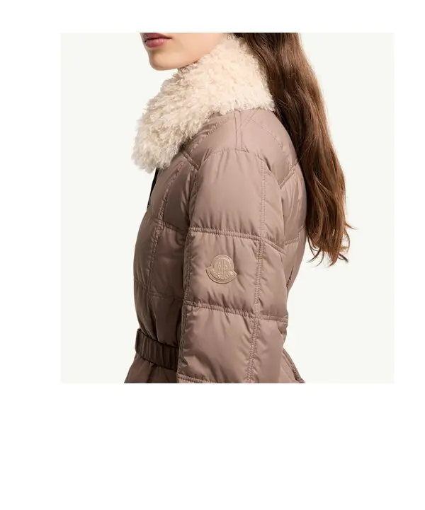 Moncler Cygnes Belted Short Down Jacket - Brown