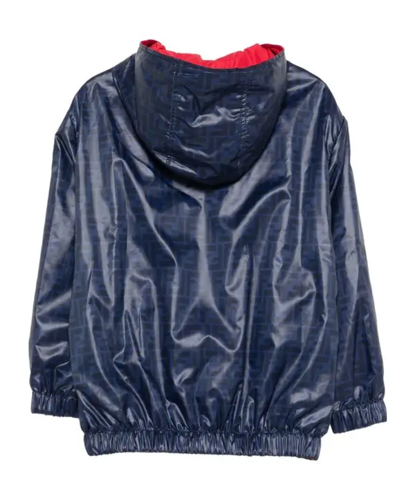 Fendi Ff Logo-print Hooded Jacket - Blue