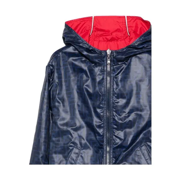 Fendi Ff Logo-print Hooded Jacket - Blue