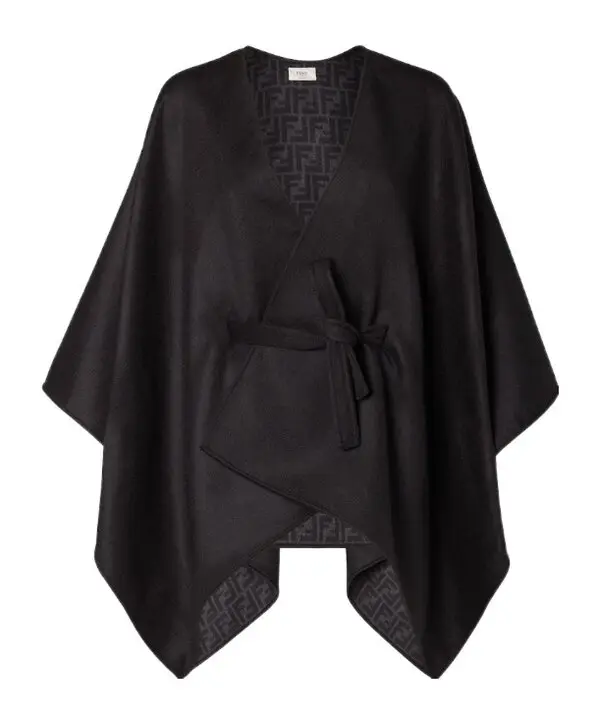 Fendi Belted Ff Monogram Wrap Cloak - Black