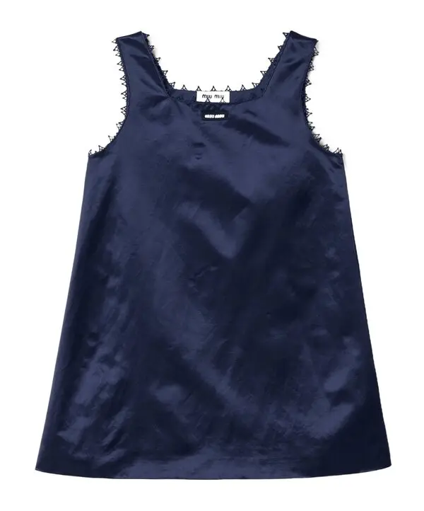 Miu Miu Satin Mini Dress With Embroidered Accents