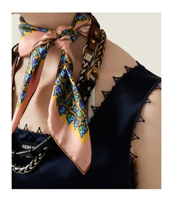 Miu Miu Satin Mini Dress With Embroidered Accents
