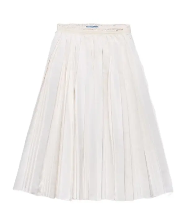 Prada Pleated Silk Faille Midi Skirt