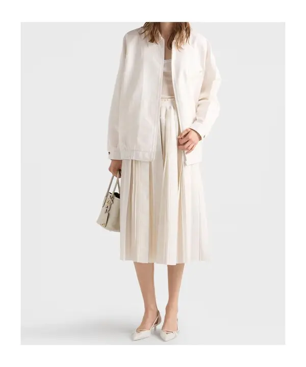 Prada Pleated Silk Faille Midi Skirt