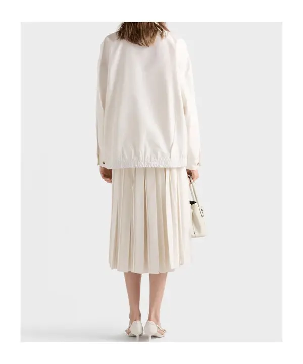 Prada Pleated Silk Faille Midi Skirt
