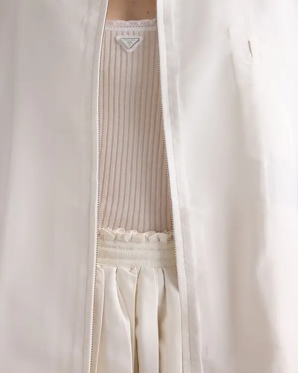 Prada Pleated Silk Faille Midi Skirt